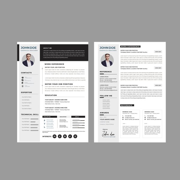 Free vector Black Grey resume template - freepng