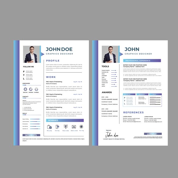 Resume template vector blue minimal design - freepng