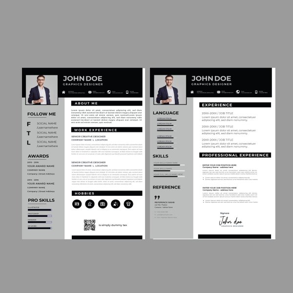 Resume grey black professional design free vector - freepng