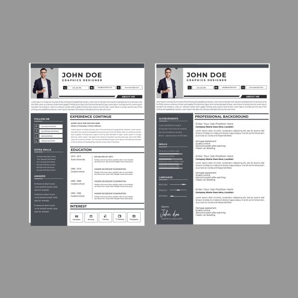 Grey resume clean and simple template - freepng