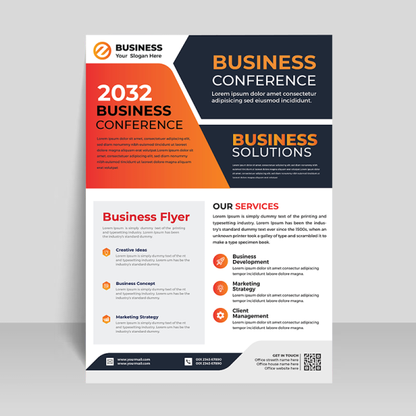 Simple clean orange flyer vector template - freepng