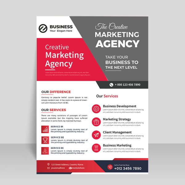 Red grey geometric flyer vector template - freepng