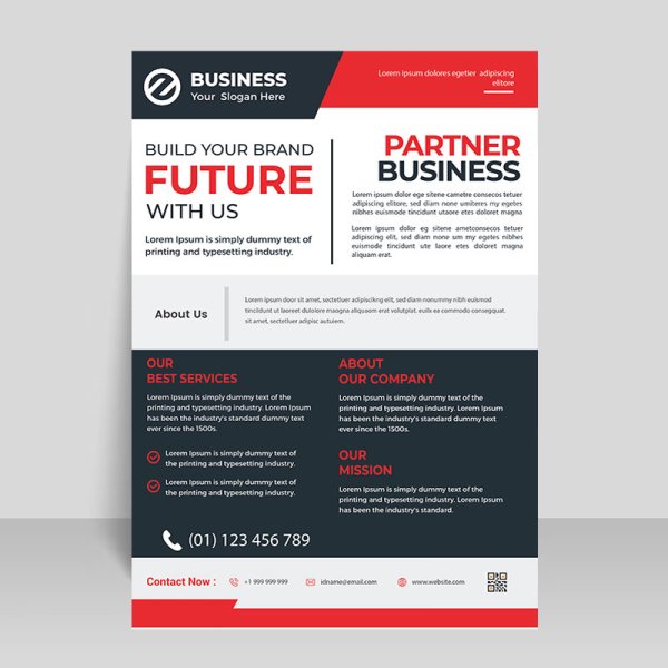 Simple red flyer design template - freepng