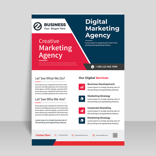 Blue red modern flyer design template - freepng