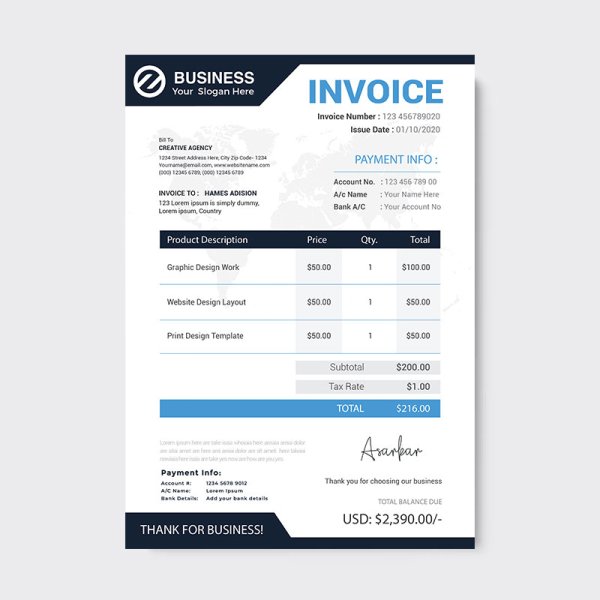 Simple minimalist invoice template - freepng