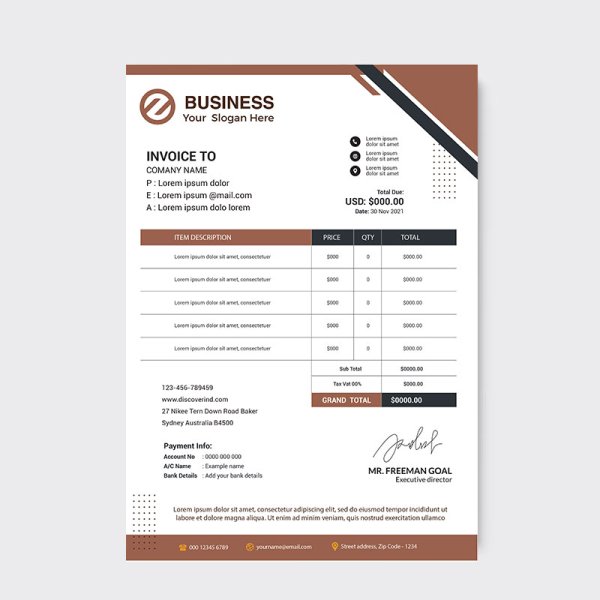 Invoice template brown color - freepng