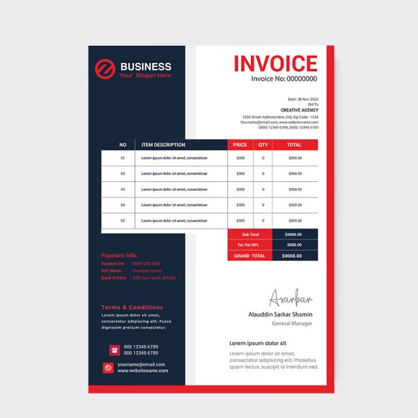Abstract professional red invoice design - freepng