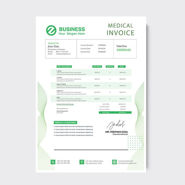 abstract designer green invoice template - freepng