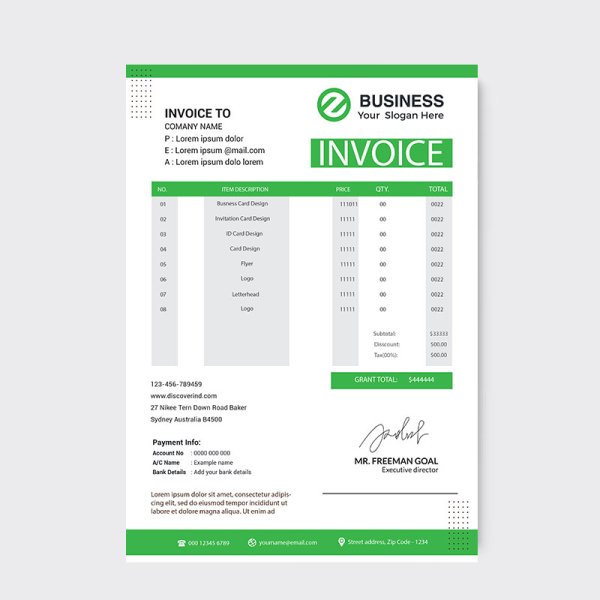 Invoice template Green color - freepng