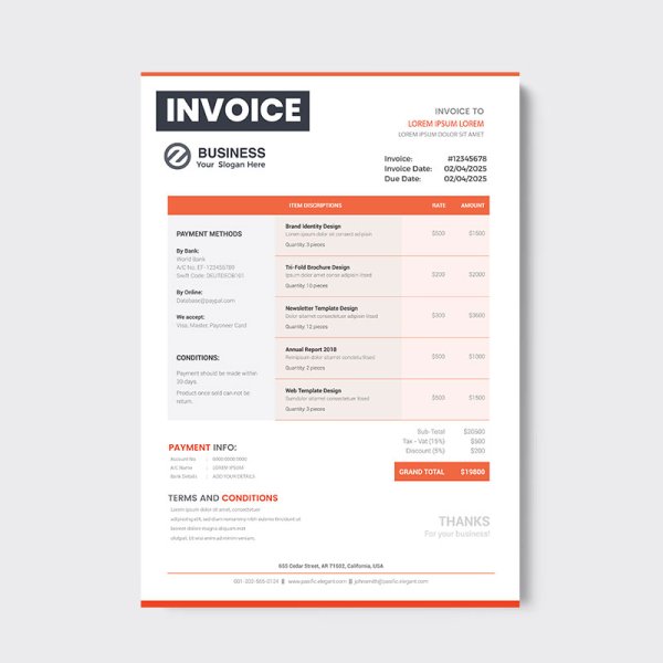 Simple corporate invoice template design - freepng