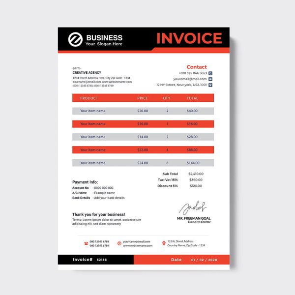 Red abstract professional invoice bill receipt cash memo template - freepng