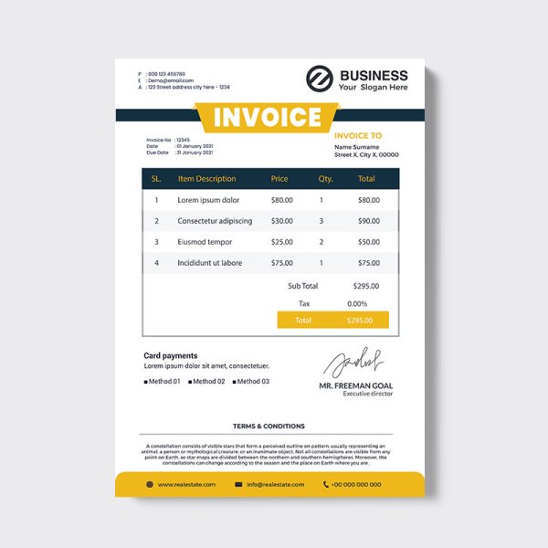 Professional black premium invoice template - freepng