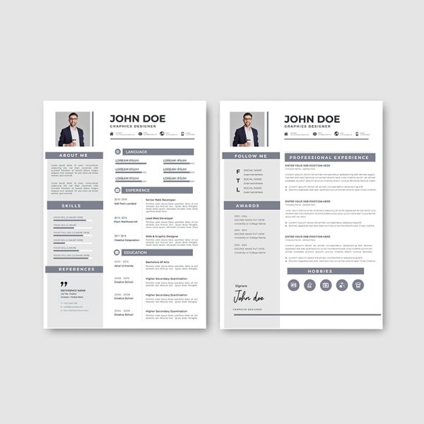 Grey resume premium vector - freepng