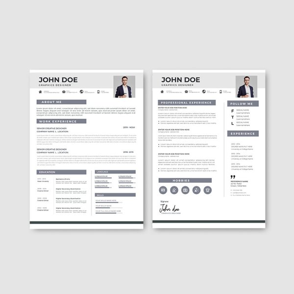 Simple and clean resume set - freepng