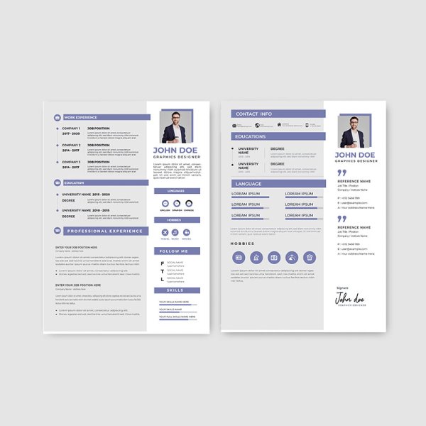 Modern clean grey resume set vector - freepng