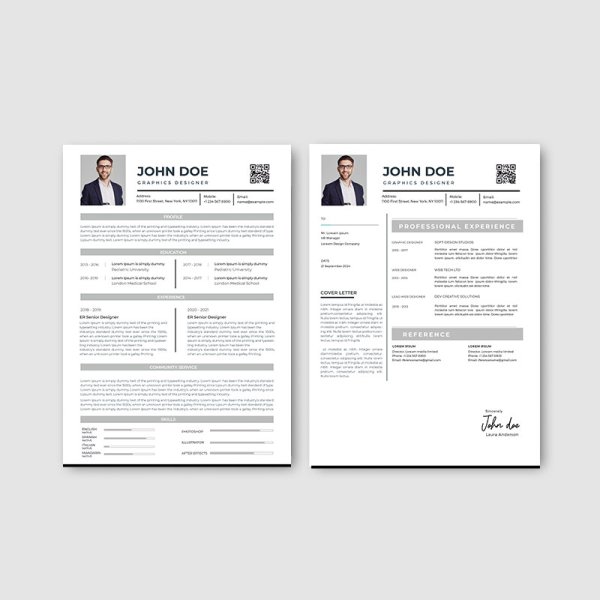 Simple and clean professional resume or cv design - freepng