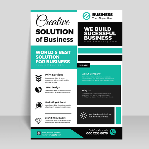 Green color business flyer template - freepng