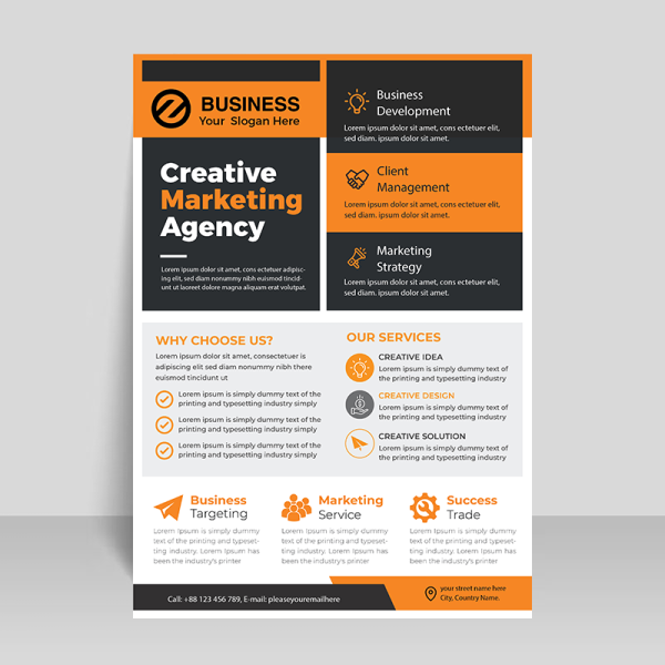 Black orange professional flyer template - freepng