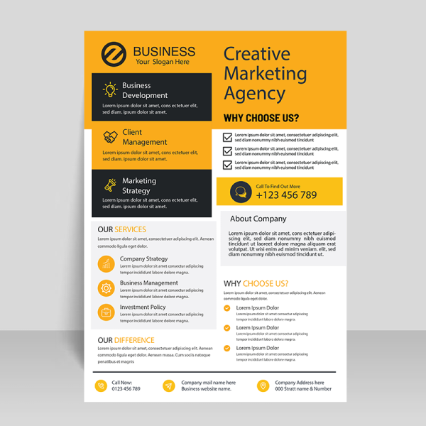 Professional yellow flyer template - freepng