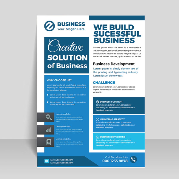 Free flat digital blue color business flyer - freepng