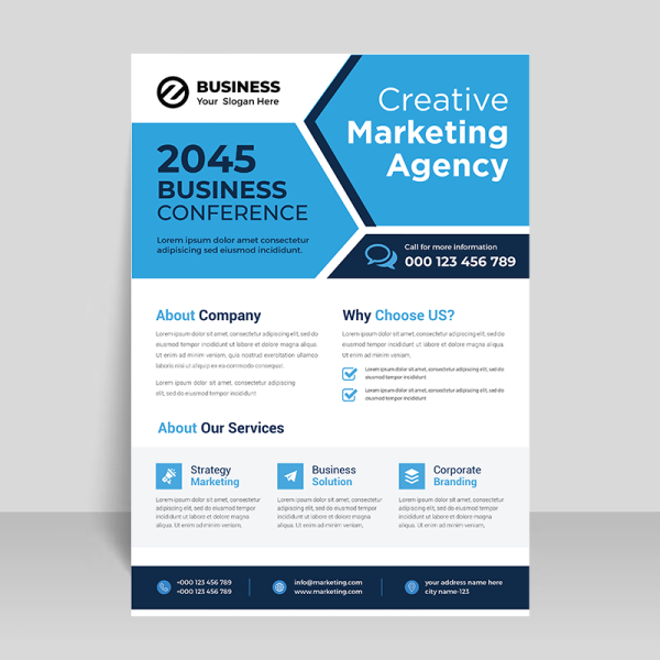 blue white black Flyer template for free - freepng