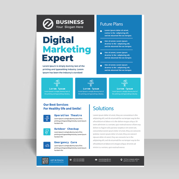 Professional corporate blue flyer template - freepng