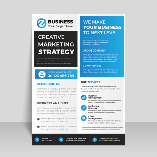 Blue professional abstract brochure poster - freepng