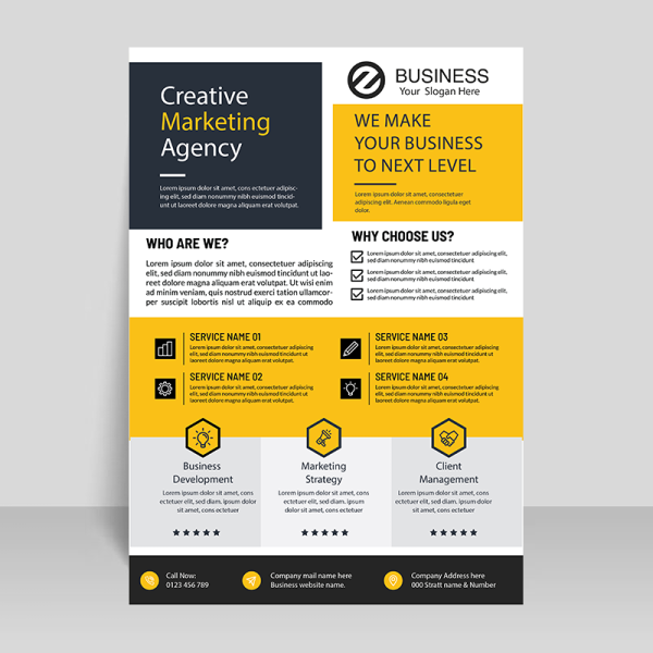 Yellow color abstract style flyer design - freepng