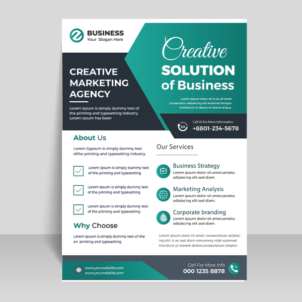 Green color creative abstract business flyer - freepng