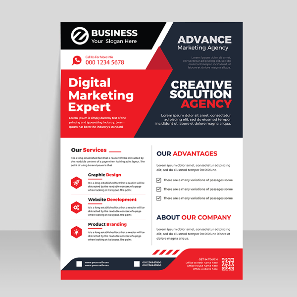 Professional red black flyer template - freepng