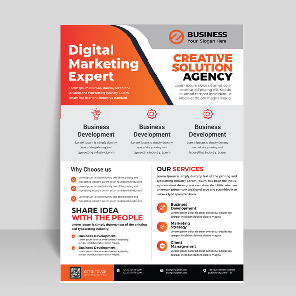 Orange attractive flyer design - freepng