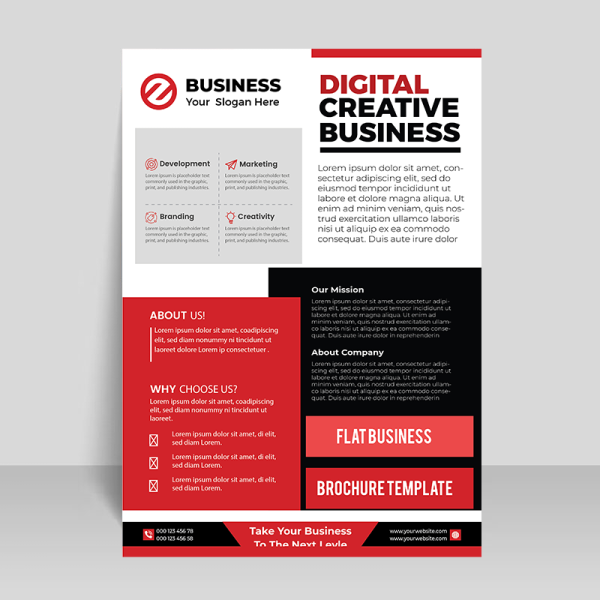 Professional red and black color free vector print ready flyer template ...