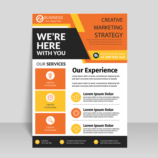 Orange simple style flyer template - freepng