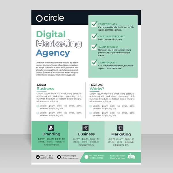 Teal green flyer leaflet vector - freepng