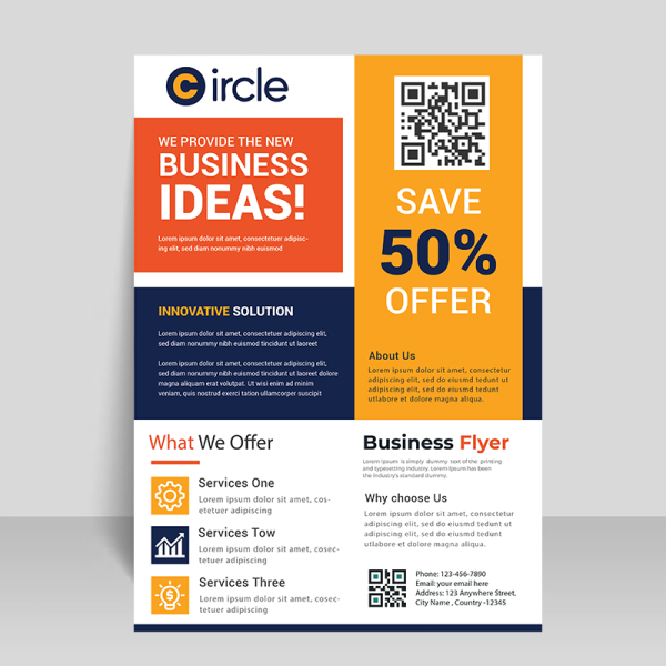 Orange simple flyer template for free - freepng