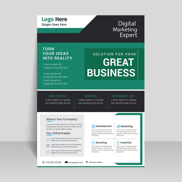 Green vertical flyer template - freepng