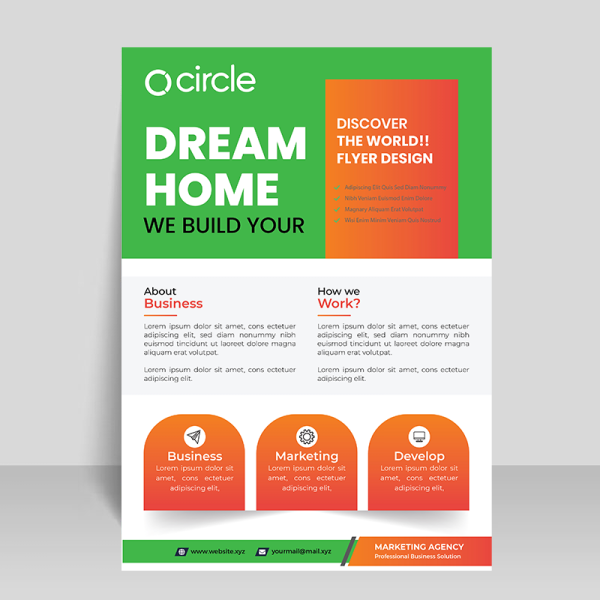 Orange green colorful flyer template design - freepng