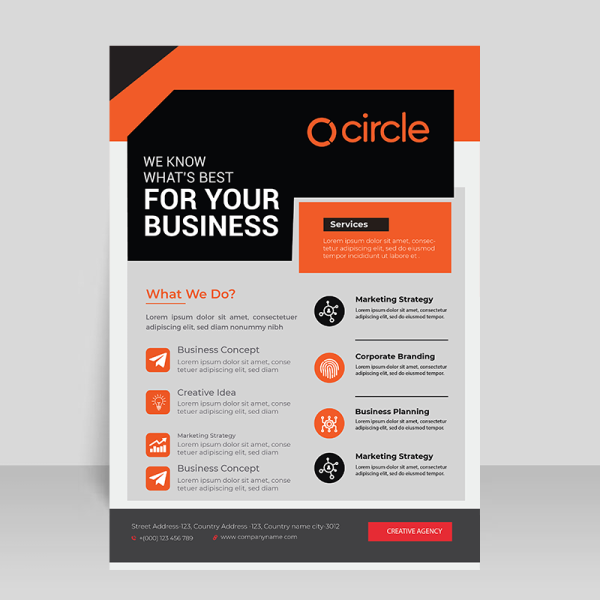 Black orange combo color corporate brochure flyer - freepng