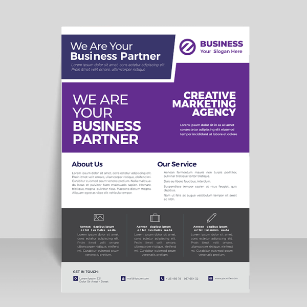 Purple business leaflet design - freepng