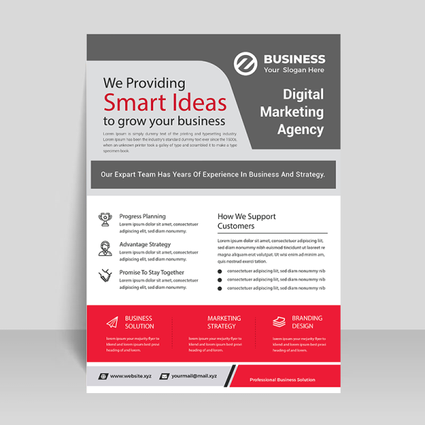 Grey red clean flyer template - freepng