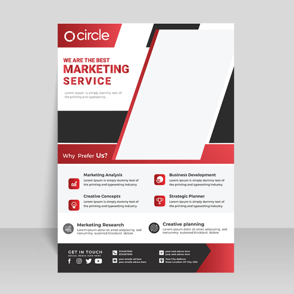 Red black flyer design template for free - freepng