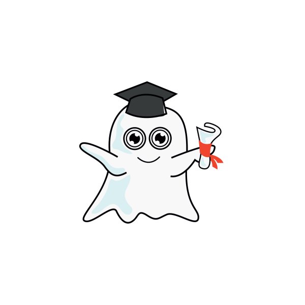 Cute ghost wearing graduation cap vector - freepng