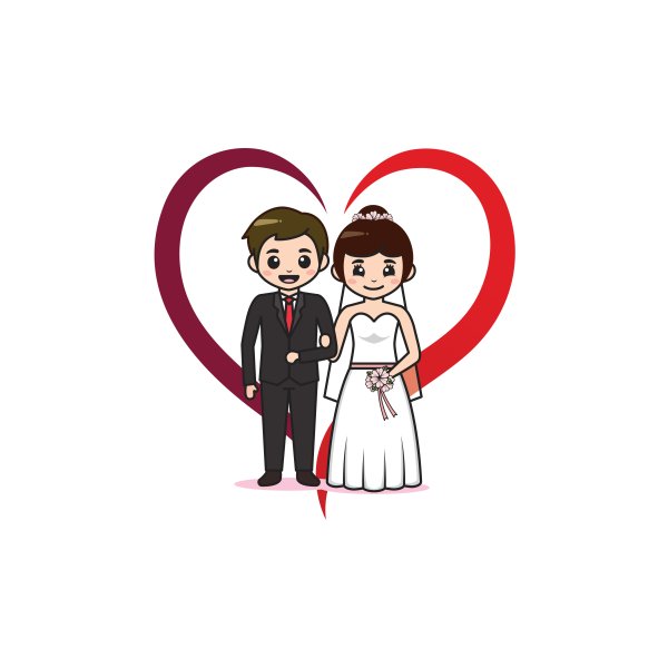 Cute wedding cartoon couple vector - freepng