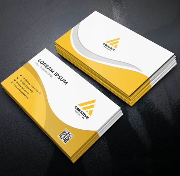 Yellow abstract business card flyer template - freepng