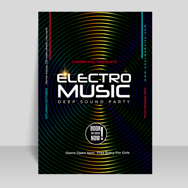 Free vector abstract wave electronic music poster template - freepng