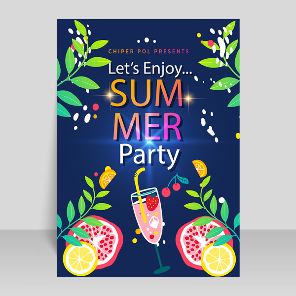Free vector template of flat summer party brochure - freepng