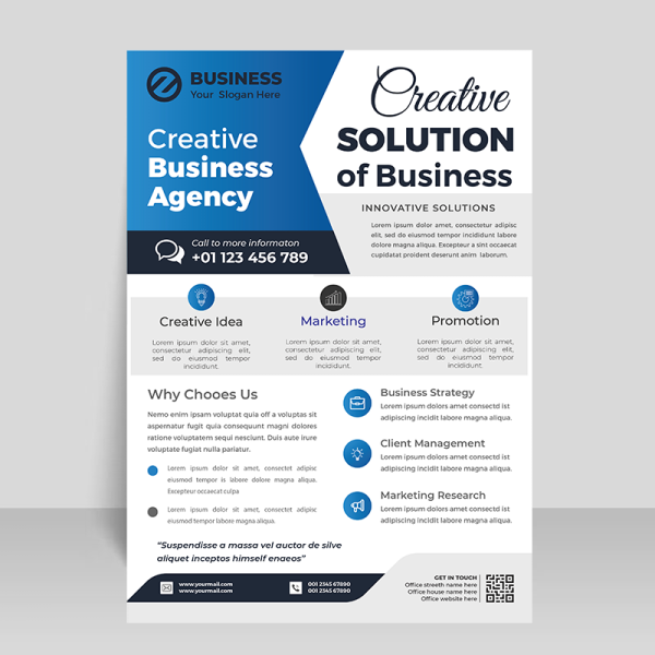 Blue white vector flyer brochure template - freepng