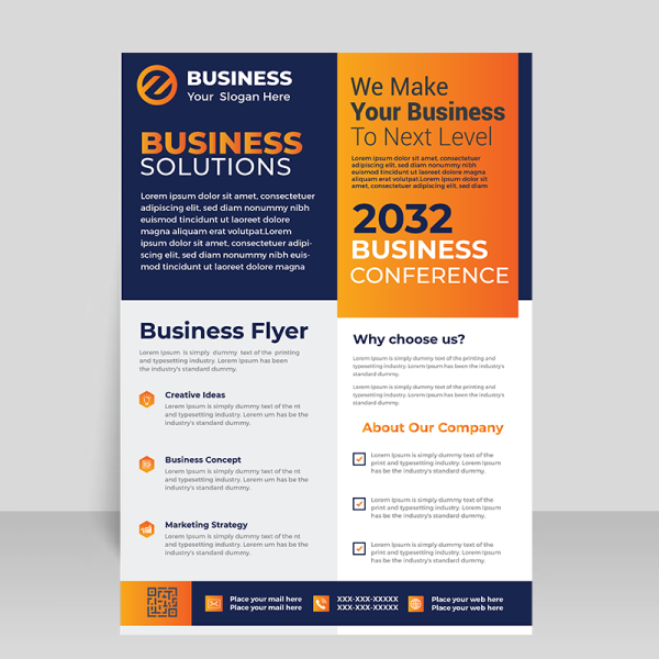 Navy blue orange vector flyer template - freepng