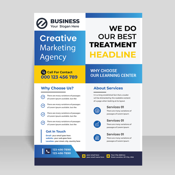Blue yellow corporate professional flyer template - freepng