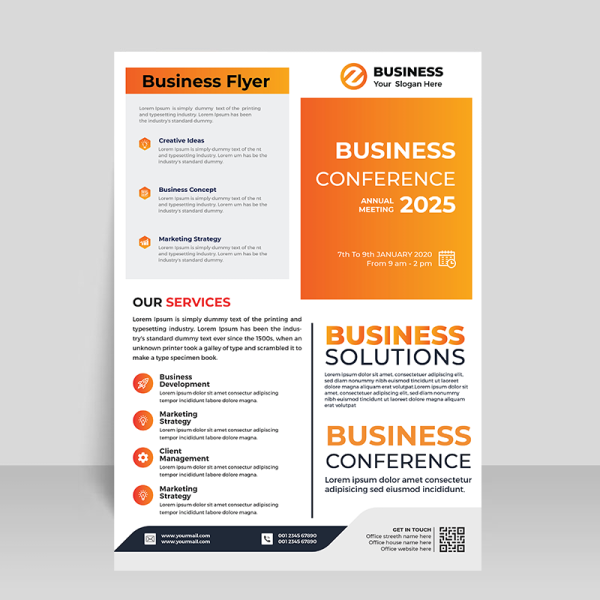 Modern orange informational flyer template - freepng